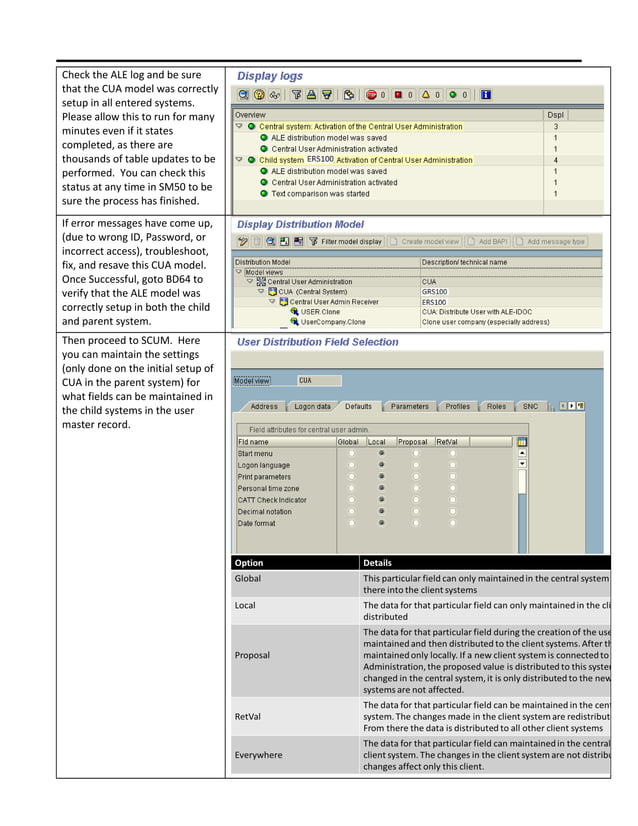 Cua Setup Procedure Sap Security Doc Operating Systems Computer Software And Applications