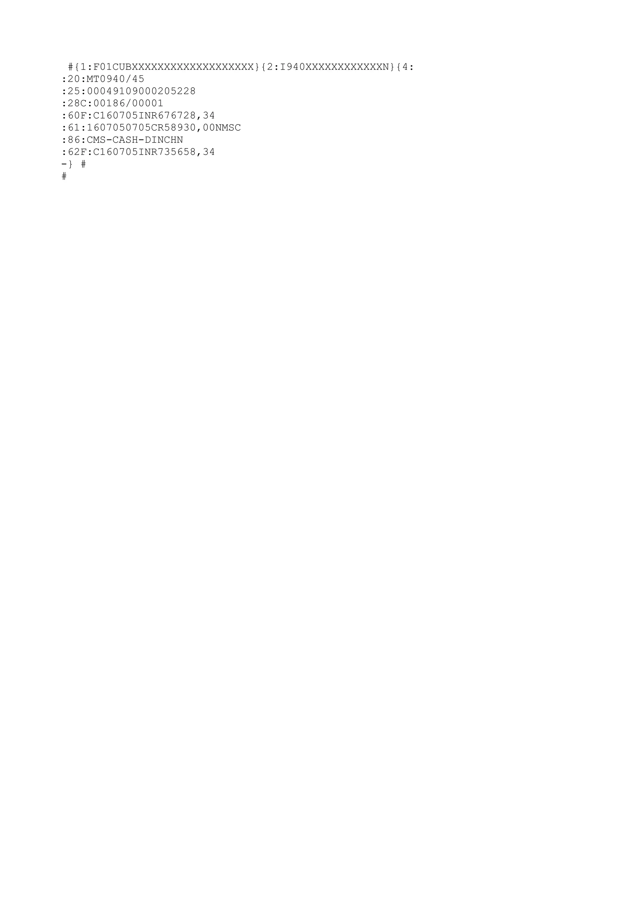 MT940 format sample file | TXT