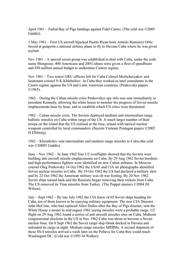 CUBA History timeline | DOC | War and Conflicts