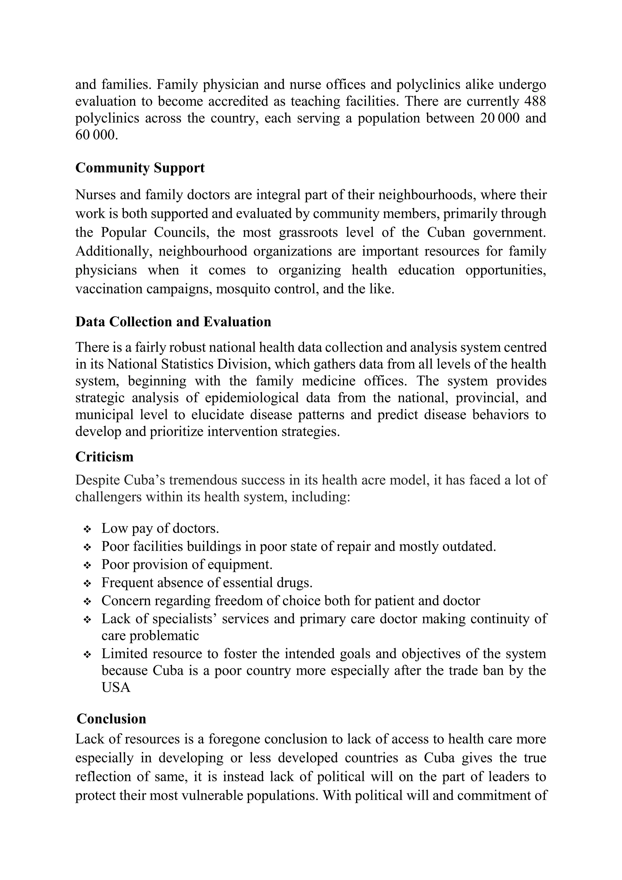 Cuba Healthcare system | PDF