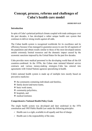 Cuba Healthcare system | PDF
