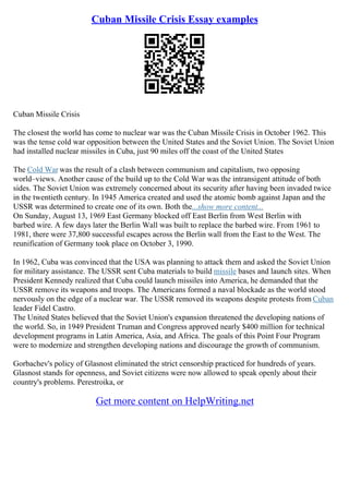 Cuban Missile Crisis Essay Topics | PDF