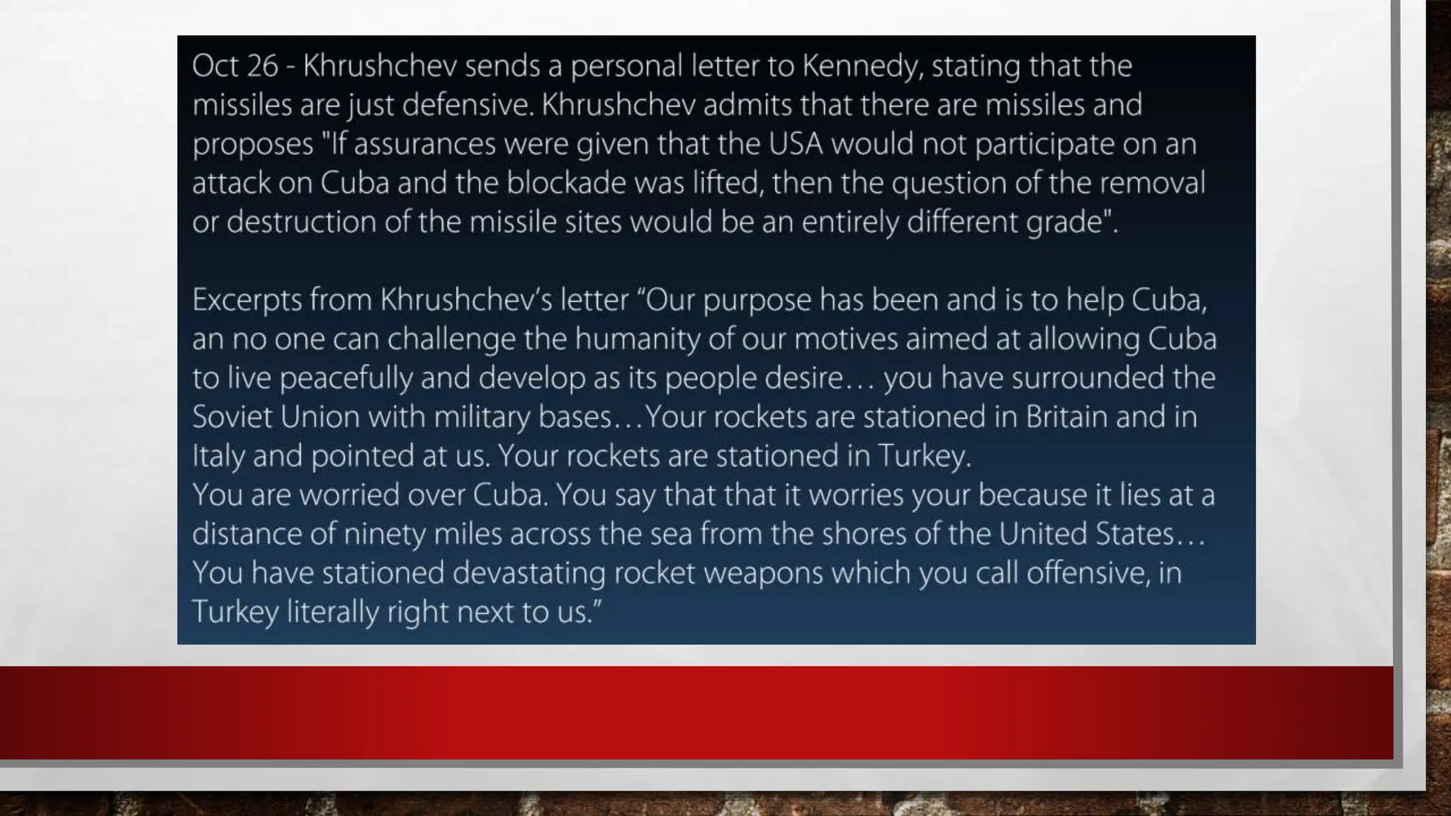 The Cold War, the Cuban Missiles 1962.ppt