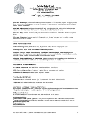 MSDS about the ABS plastic consumable for Cube, CubeX and CubePro | PDF