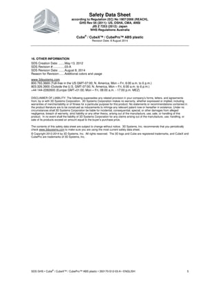 MSDS about the ABS plastic consumable for Cube, CubeX and CubePro | PDF