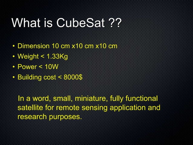 Design & Implementation of a Cube Satellite | PPSX