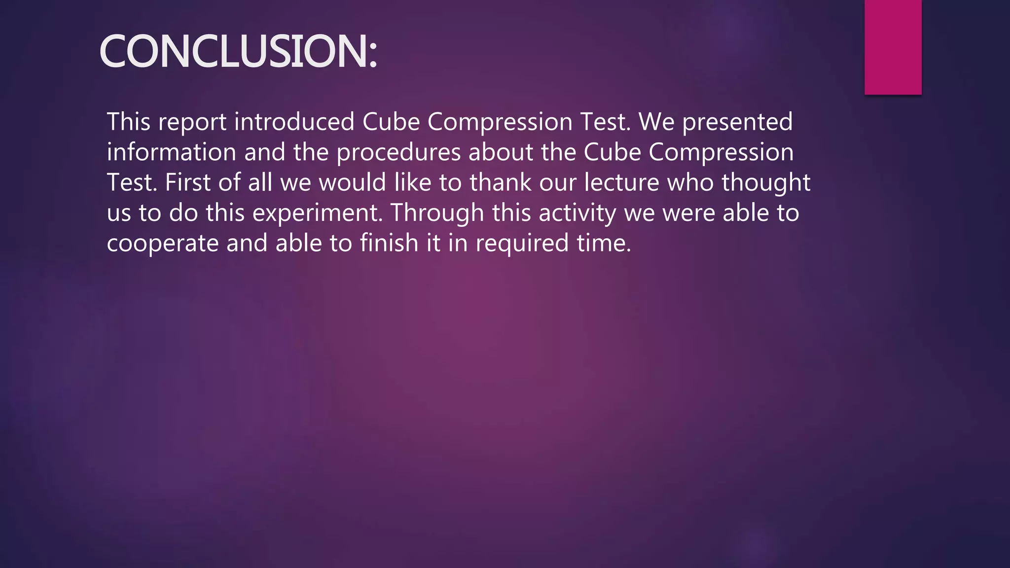 Cube test REPORT - DCC2042 | PPTX