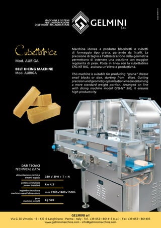 BELT DICING MACHINE - Mod. AURIGA - Gelmini Macchine | PDF