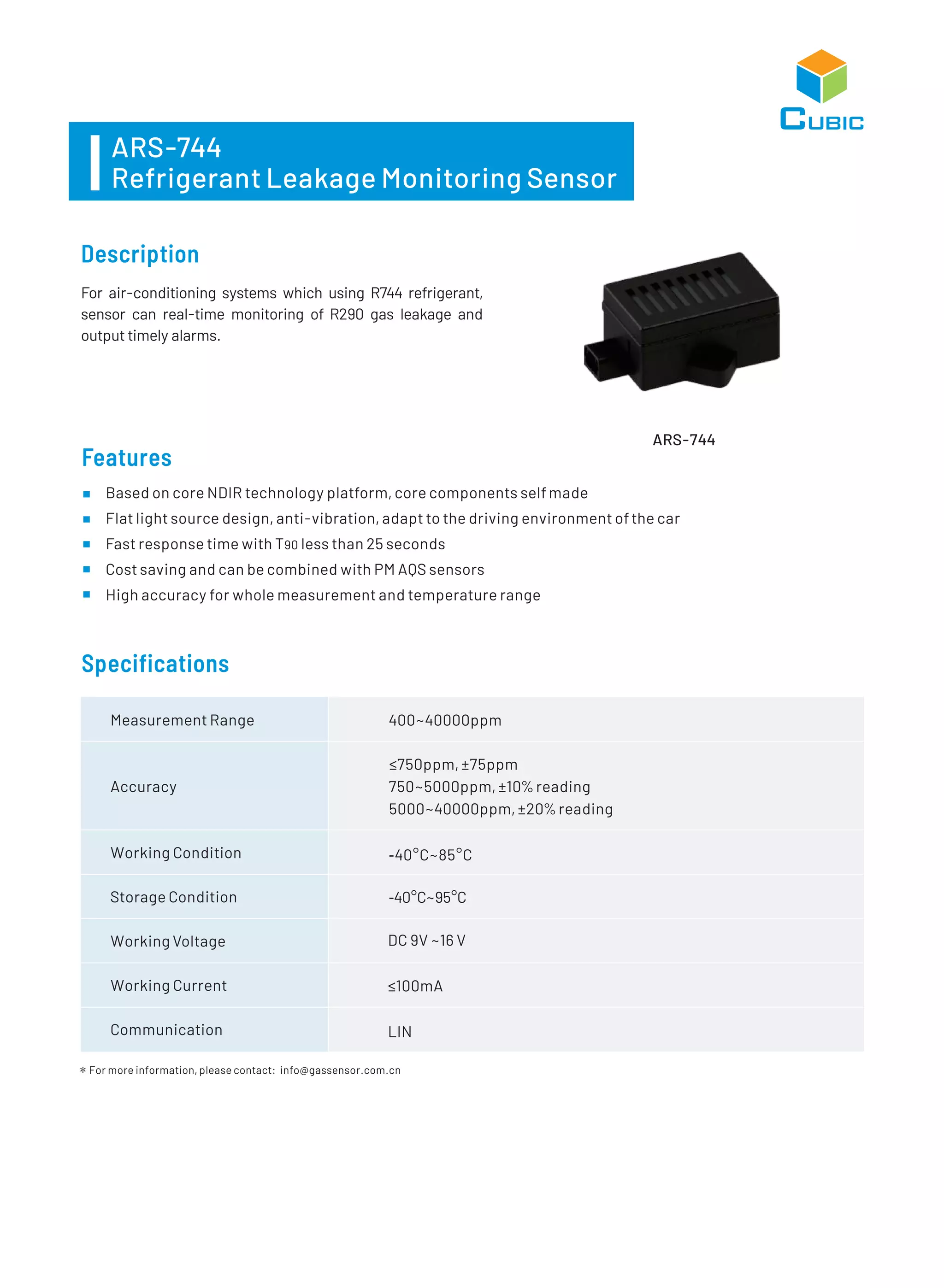 Cubic Automotive Gas Sensor Solution | PDF