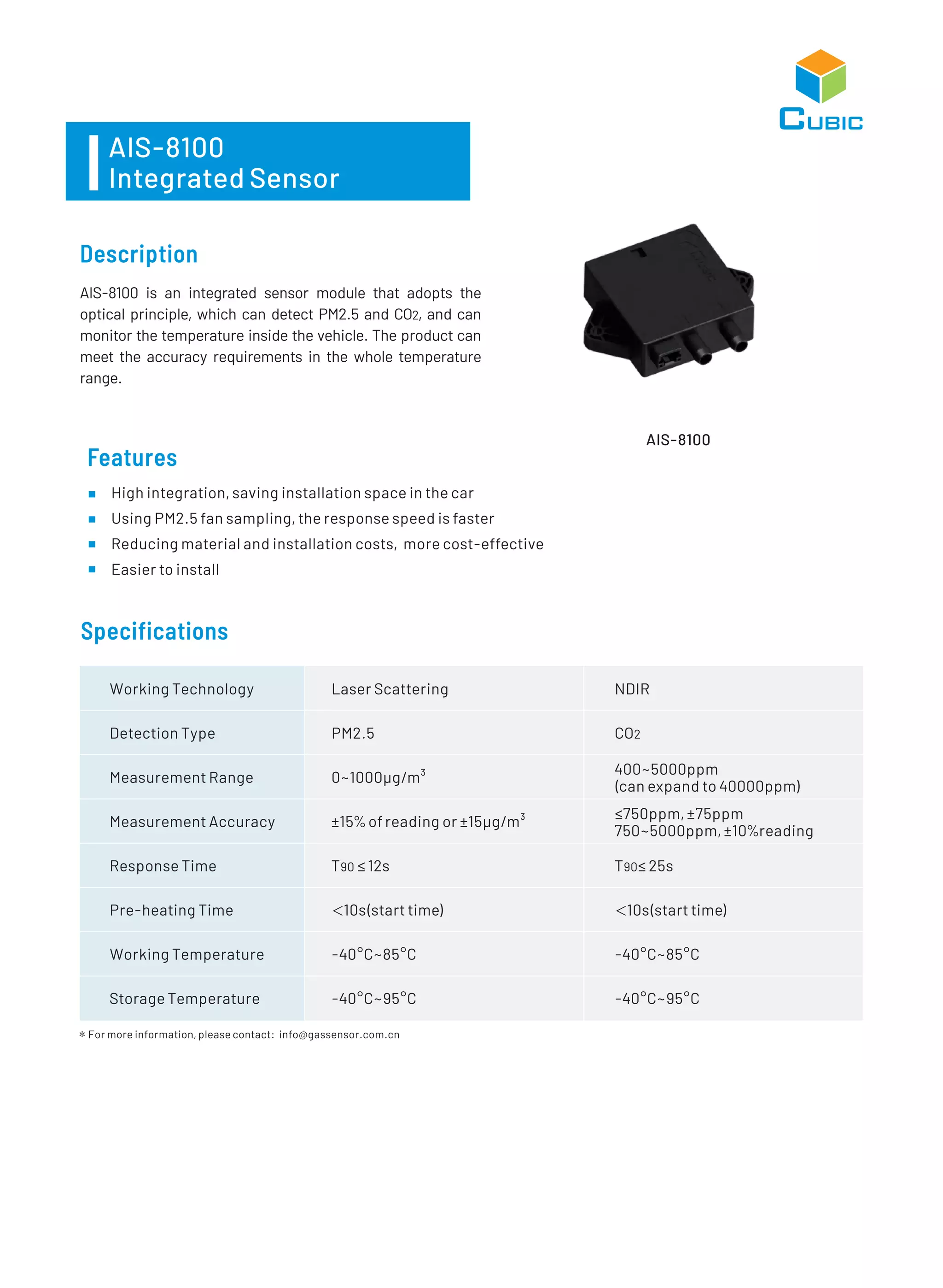 Cubic Automotive Gas Sensor Solution | PDF