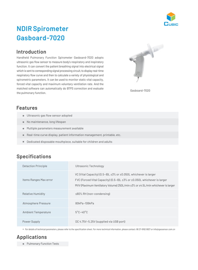 Cubic Medical and Healthcare Gas Sensor Solution