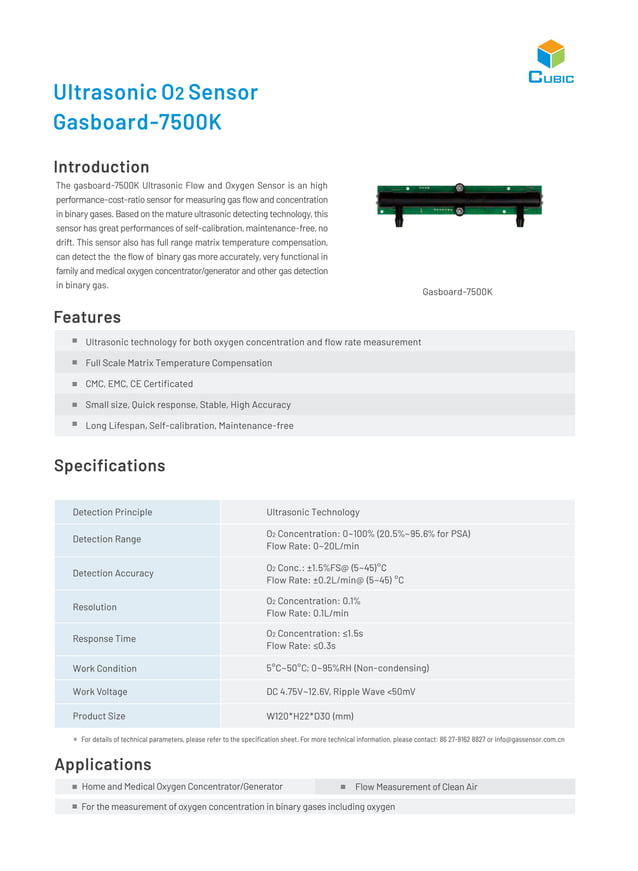 Cubic Medical and Healthcare Gas Sensor Solution