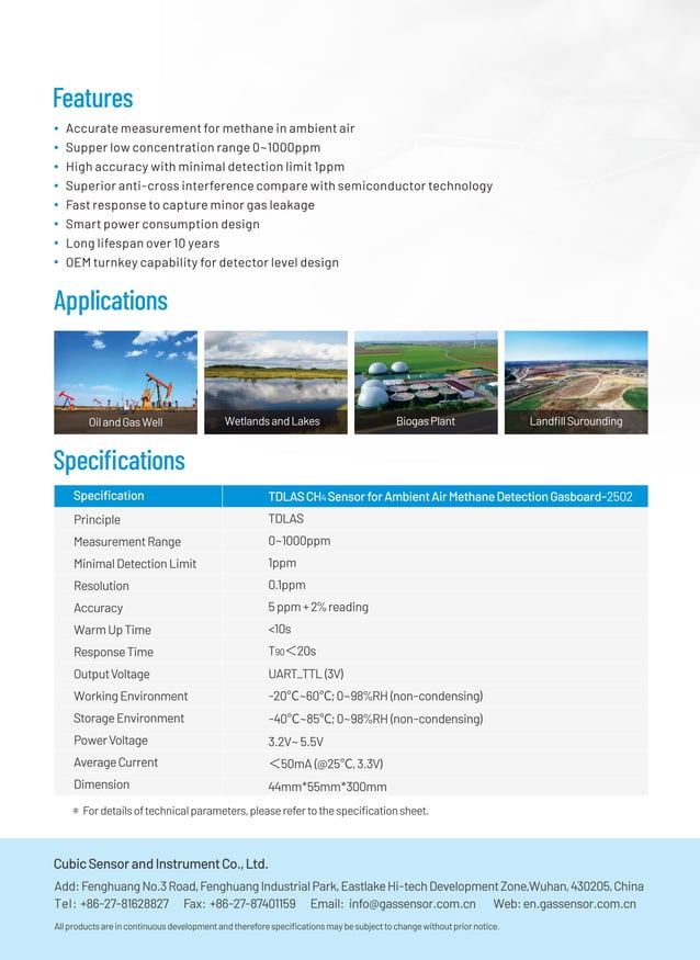 Cubic TDLAS CH4 Sensor | PDF