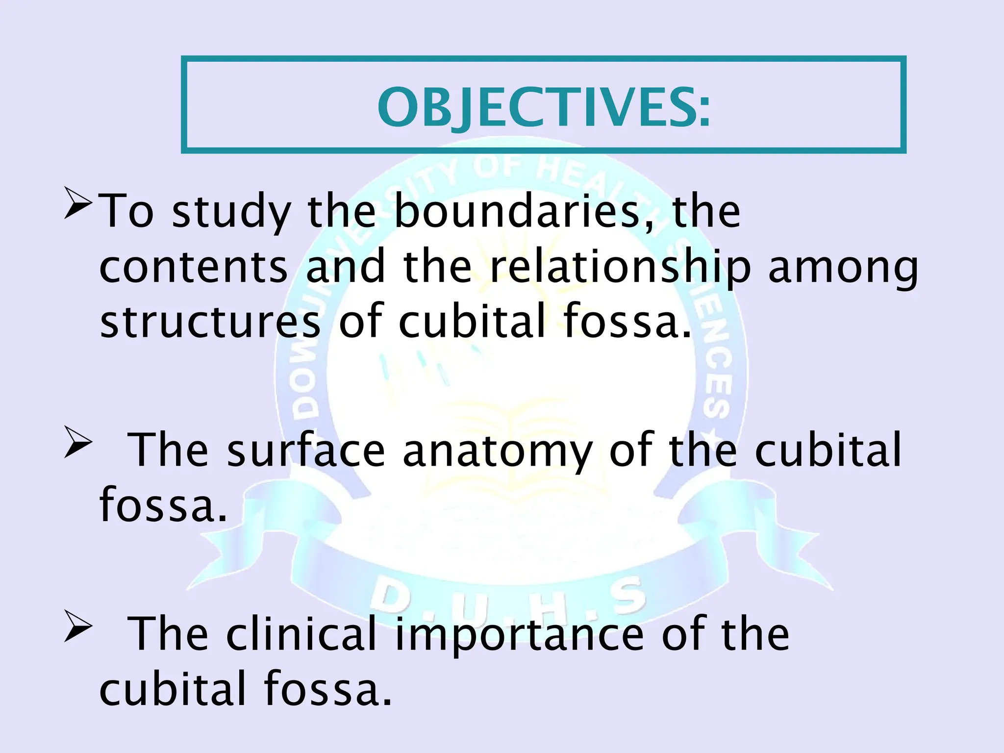 SURFACE ANATOMY OF CUBITAL FOSSA,ITS BOUNDRIES,STRUCTURES AND THEIR ...