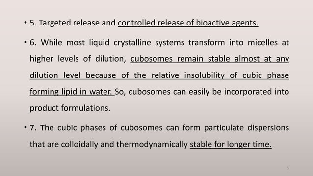 Cubosomes a drug delivery system by Shree | PDF | Chemistry | Science