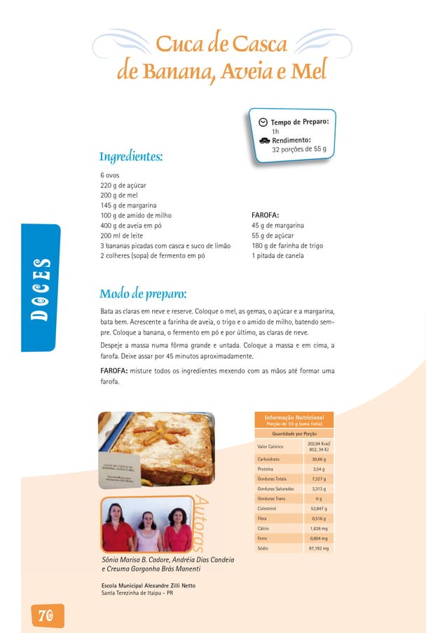 Cuca De Banana Aveira E Mel | PDF