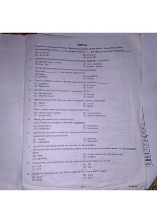 Cucet 2020 question paper | PDF