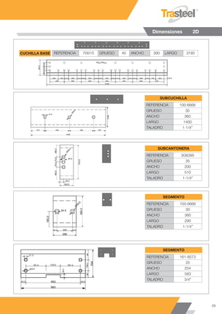 CATALOGO DE CUCHILLAS CATERPILLAR CON MEDIDAS Y APLICACIONES | PDF