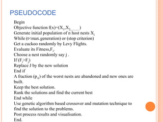 Cuckoo search algorithm | PPTX | Biological Sciences | Science