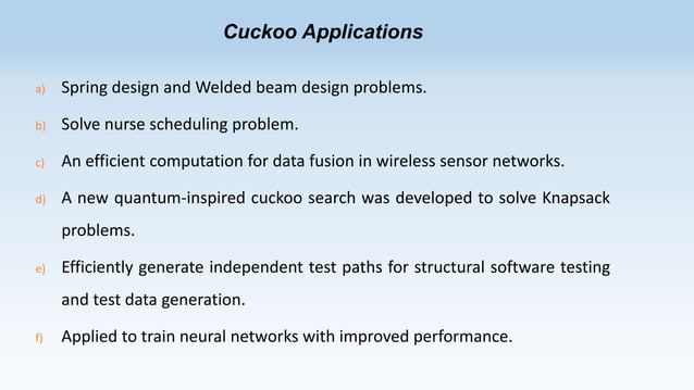 Cuckoo Search & Firefly Algorithms | PPTX
