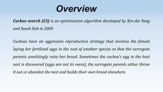 Cuckoo Search & Firefly Algorithms | PPTX