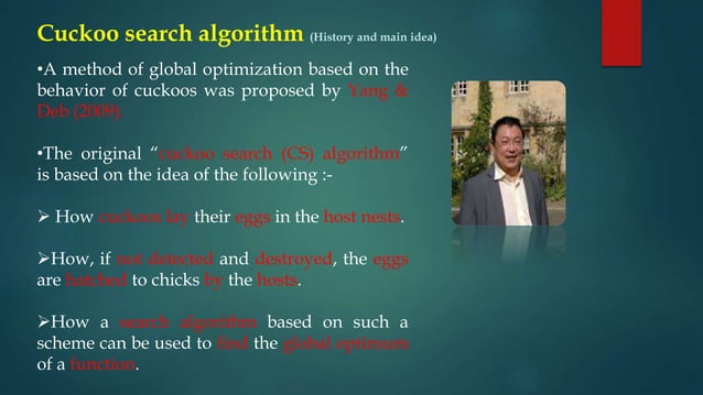 Cuckoo Search Algorithm (CSA) (Swarm Intelligence) | PPTX
