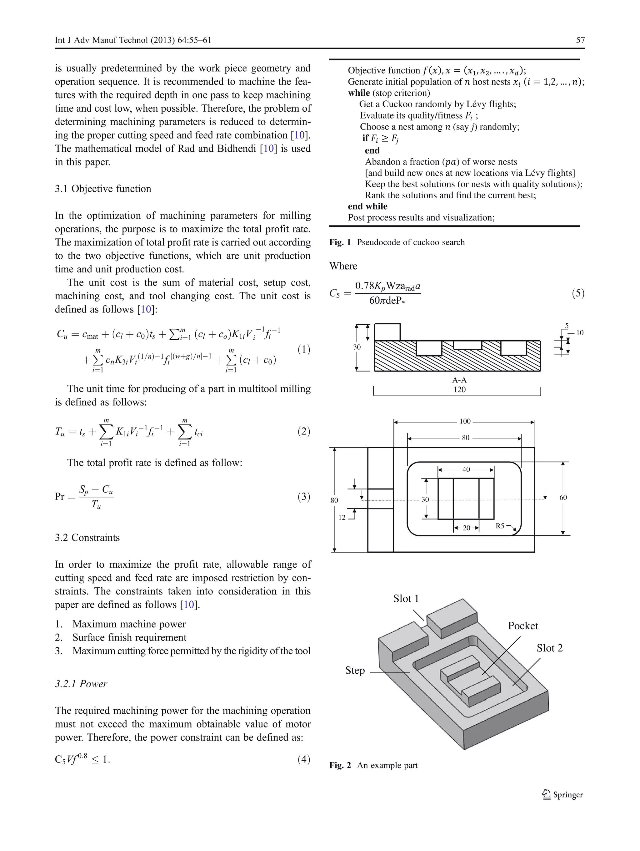 Cuckoosearchalgorithmfortheselectionofoptimalmachiningparametersinmillingoperations | PDF