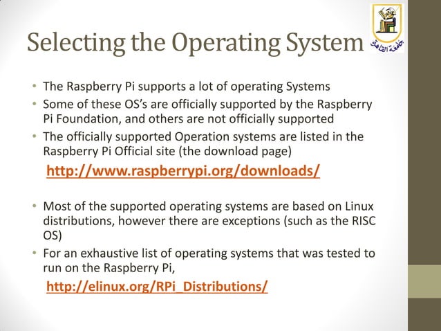 Embedded Systems: Lecture 7: Lab 1: Preparing the Raspberry Pi | PPT