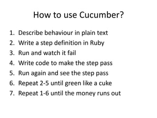 Cucumber | PPT | Free Download