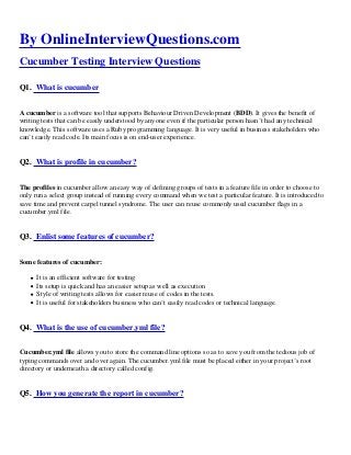 Cucumber Interview Questions Answers