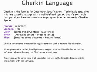 Cucumber & gherkin language | PPT