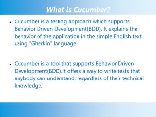 Cucumber presentation | PPT | Programming Languages | Computing