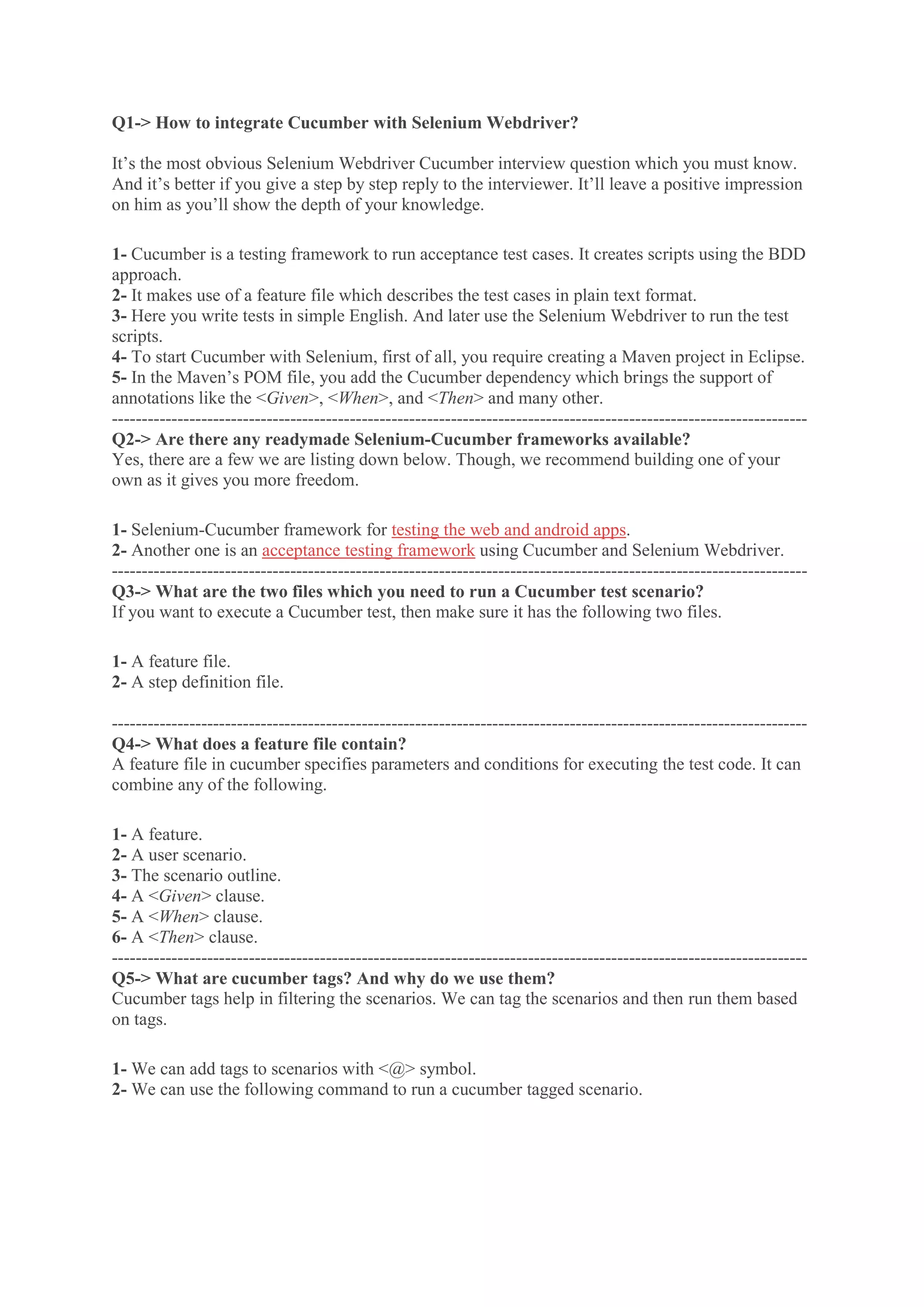 Cucumber questions | PDF