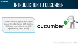Cucumber Selenium Tutorial | Edureka | PPT
