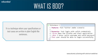 Cucumber Selenium Tutorial | Edureka | PPT