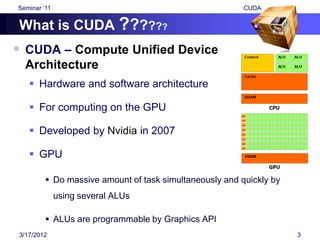 Cuda | PPTX | Operating Systems | Computer Software and Applications