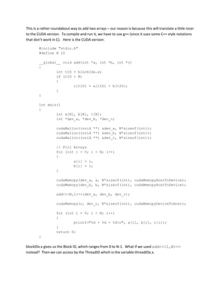 CUDA First Programs: Computer Architecture CSE448 : UAA Alaska : Notes ...