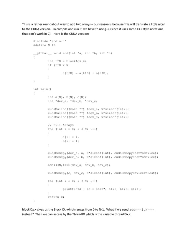 CUDA First Programs: Computer Architecture CSE448 : UAA Alaska : Notes ...
