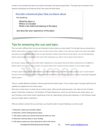Cue card answers. | PDF