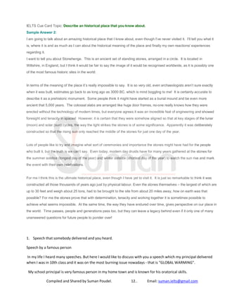 Cue card answers. | PDF