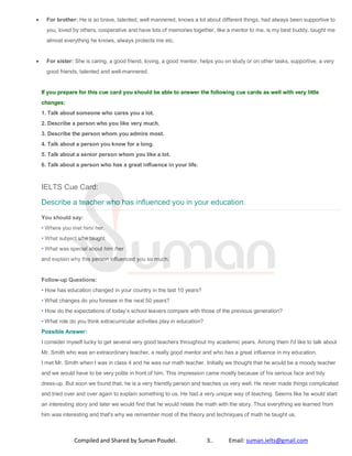 Cue card answers. | PDF