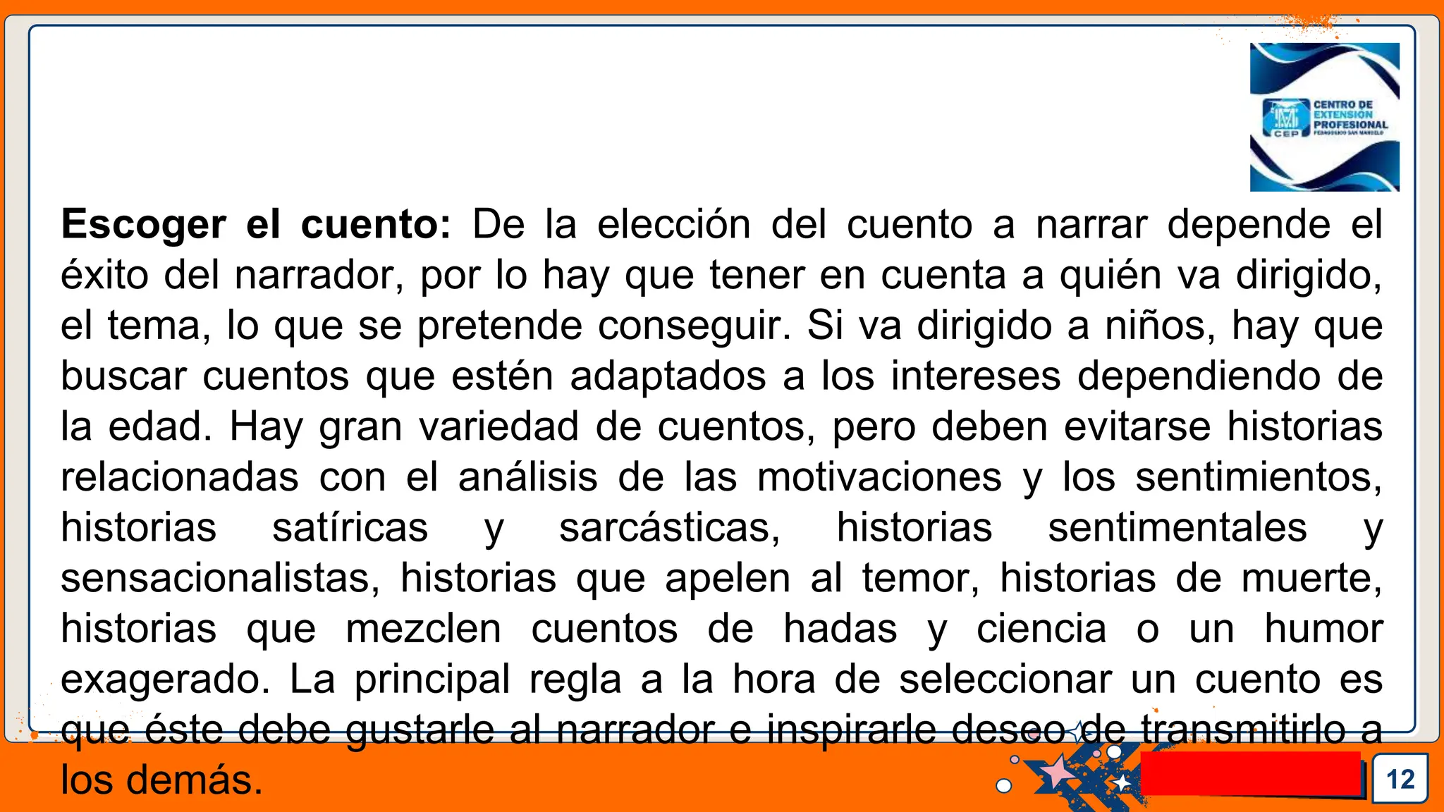 Cuenta cuentos en la escuela.pptxu del instituto sna marcelo | PPTX