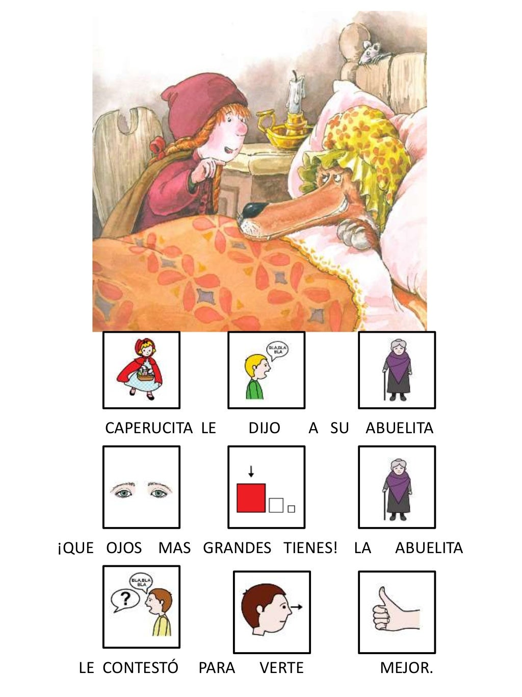 Cuento caperucita roja con pictogramas