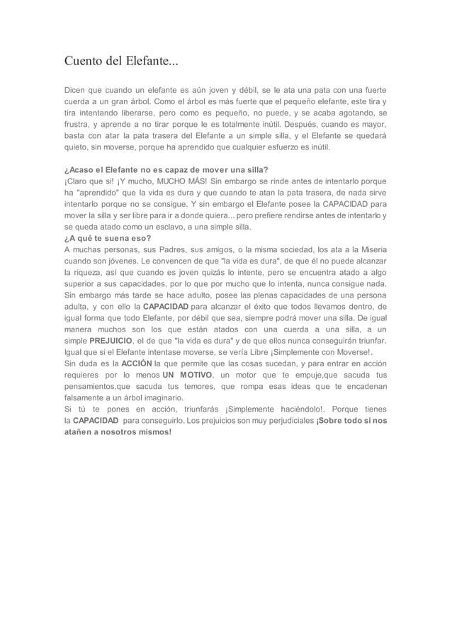 Cuento Del Elefante Pdf