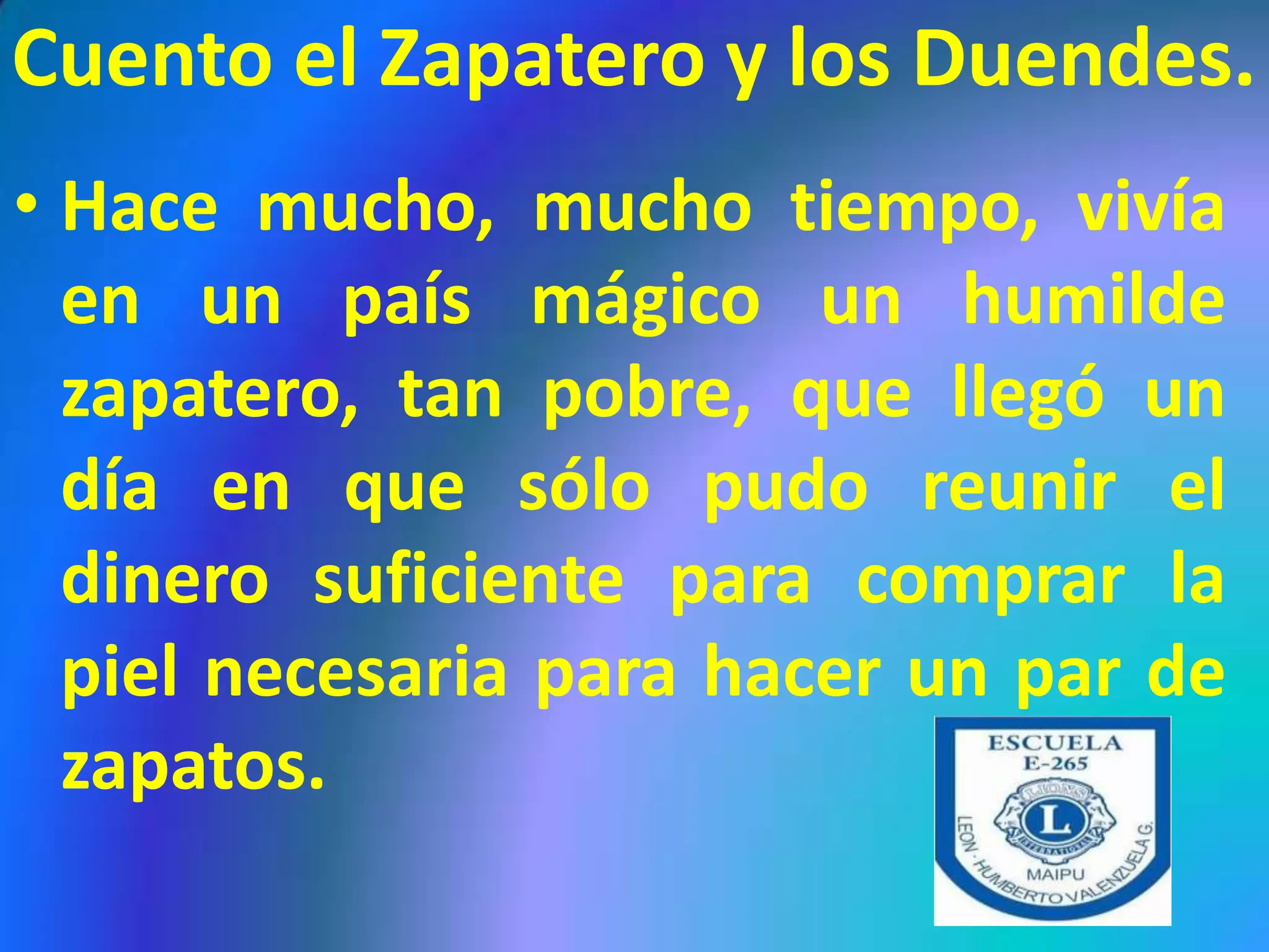 Cuento el zapatero y los duendes | PPTX