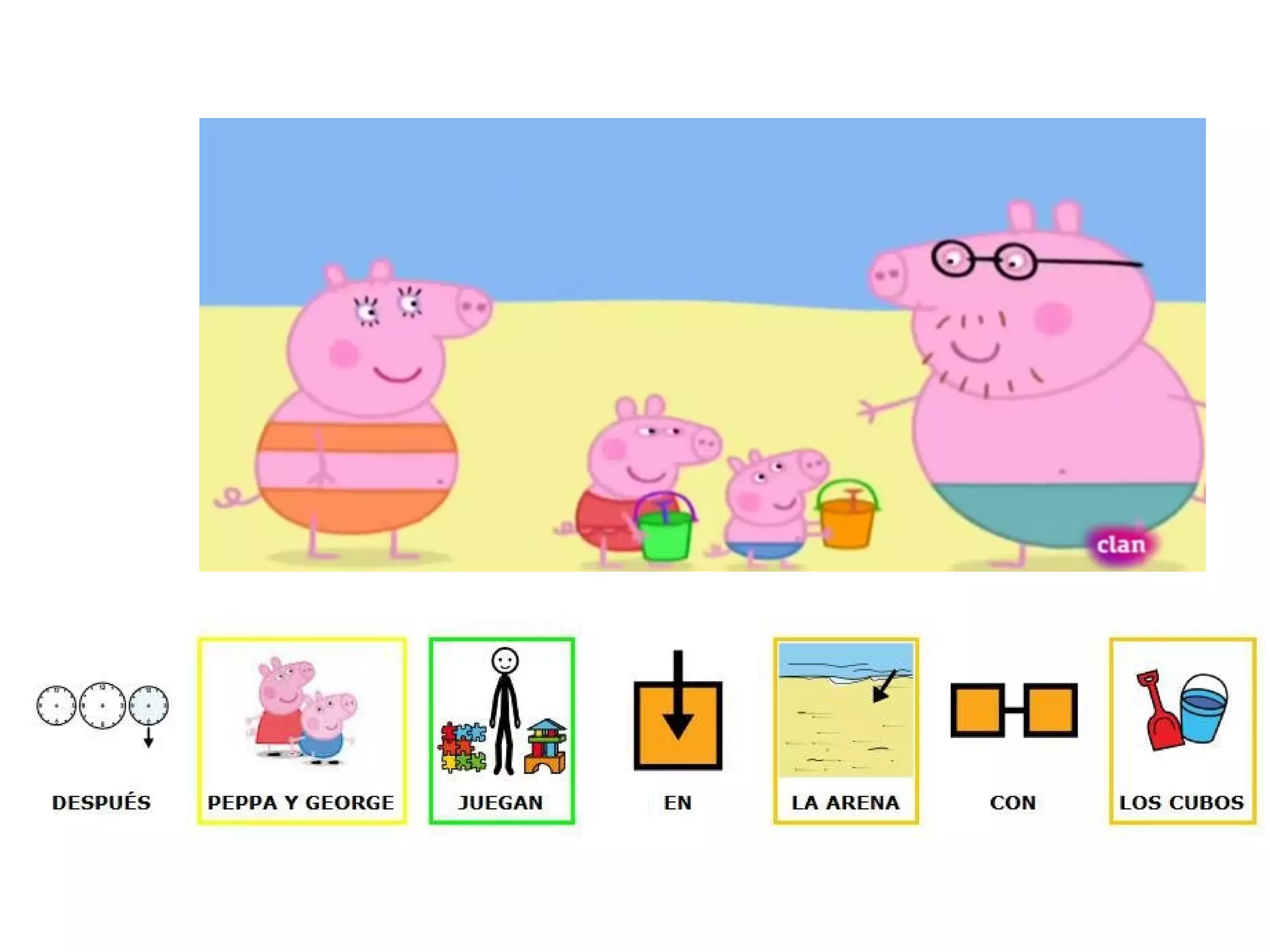 Cuento Peppa pig en la playa con pictogramas Arasaac | ODP