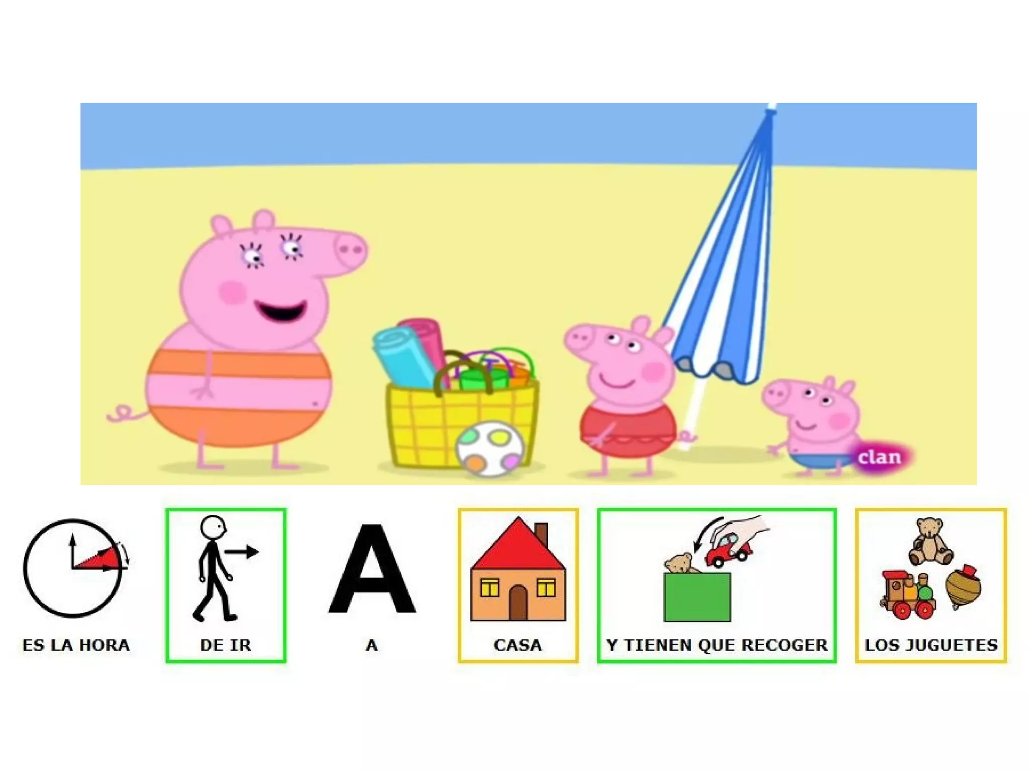 Cuento Peppa pig en la playa con pictogramas Arasaac | ODP