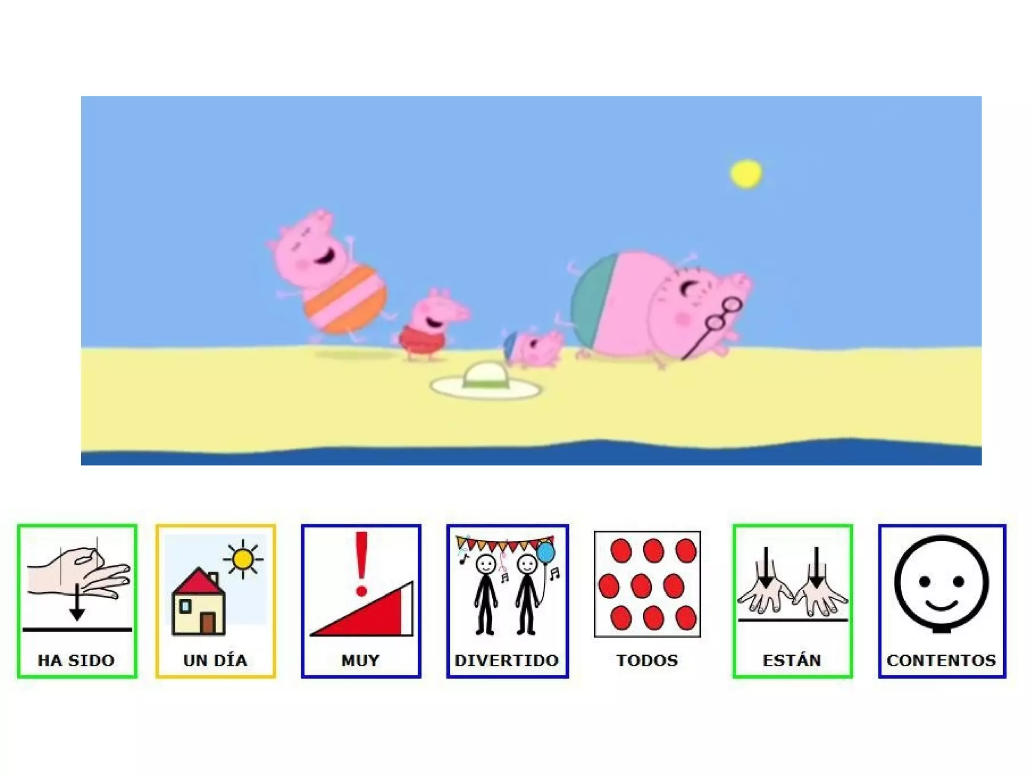 Cuento Peppa pig en la playa con pictogramas Arasaac | ODP