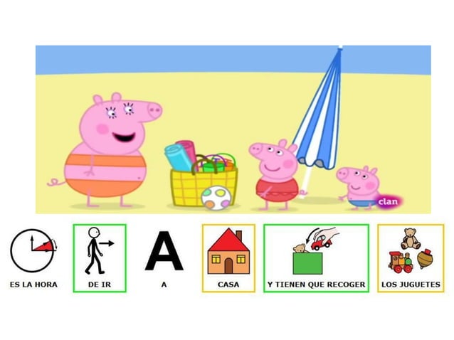 Cuento Peppa pig en la playa con pictogramas Arasaac | ODP