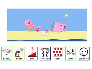 Cuento Peppa pig en la playa con pictogramas Arasaac | ODP